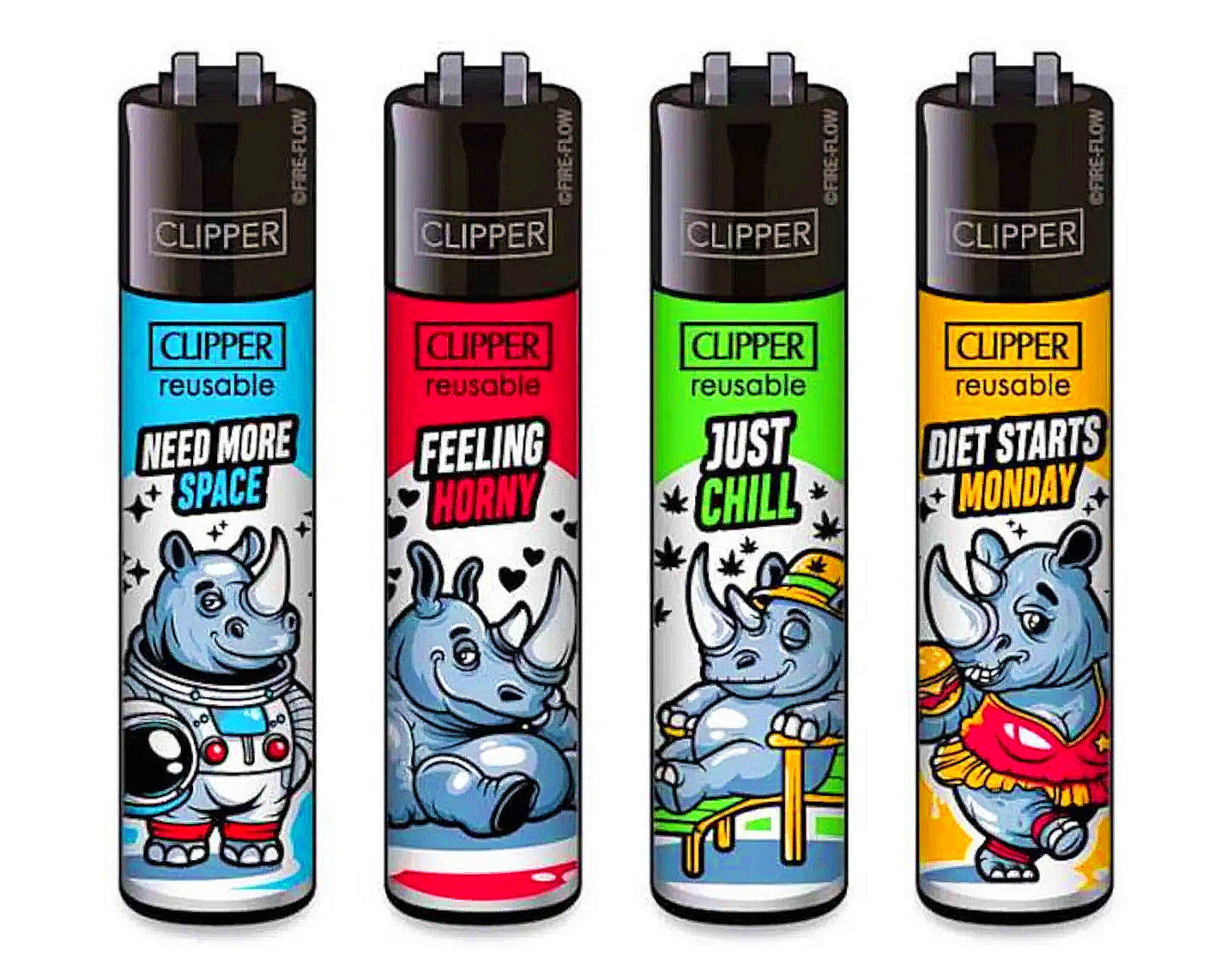 Funny Rhinos RARE Clipper Lighters Cool Clippers Lighter 420 Gas Refil ...